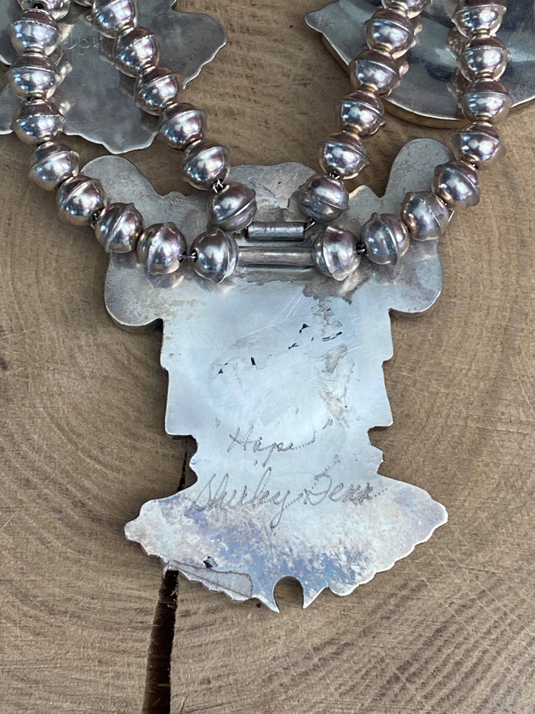 Zuni Tewa Shirley Benn Signed Sterling Silver Maiden Squash Necklace ...