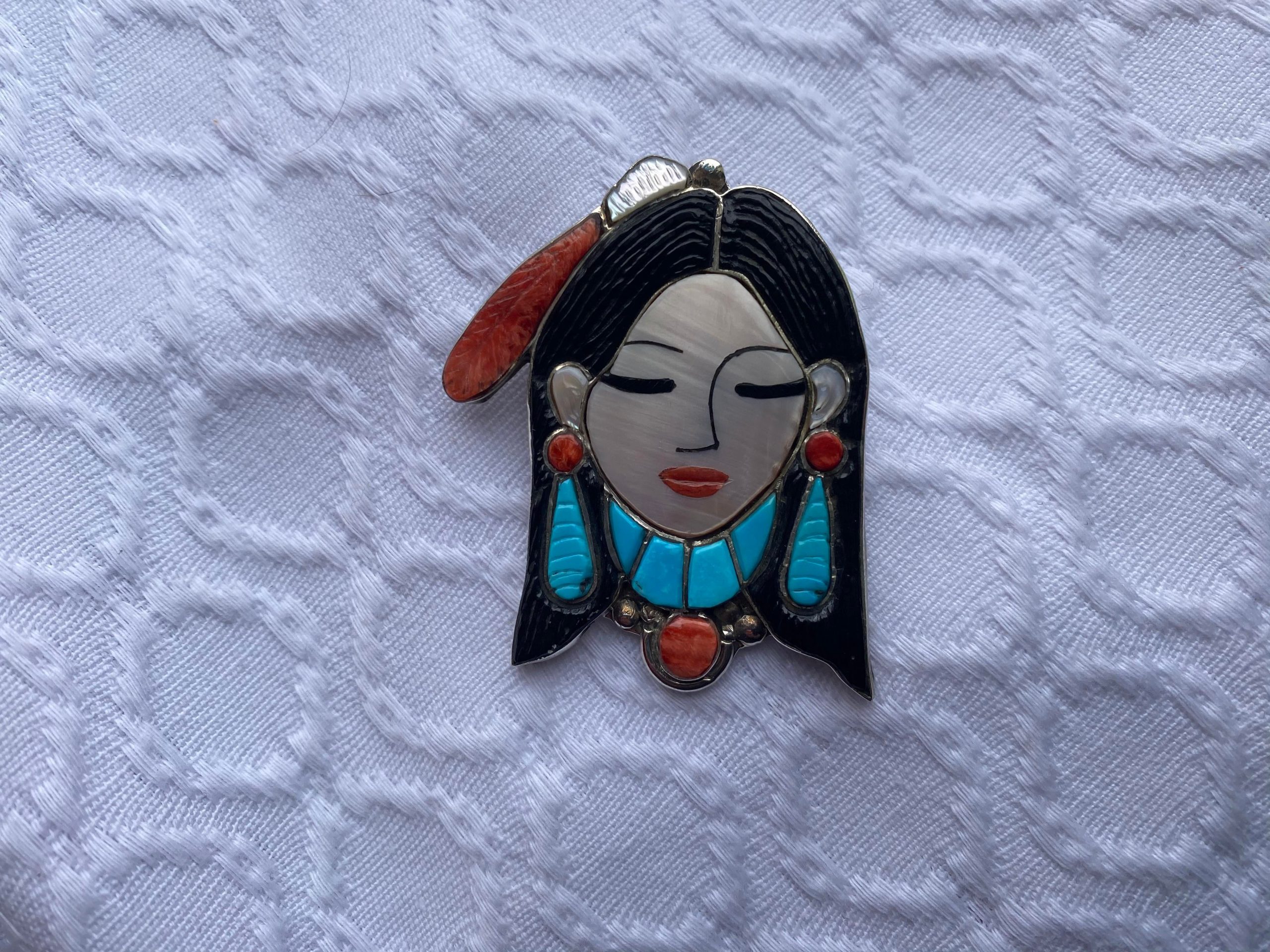 Zuni Tewa Shirley Benn Signed Sterling Silver Apache Maiden Girl Pin ...