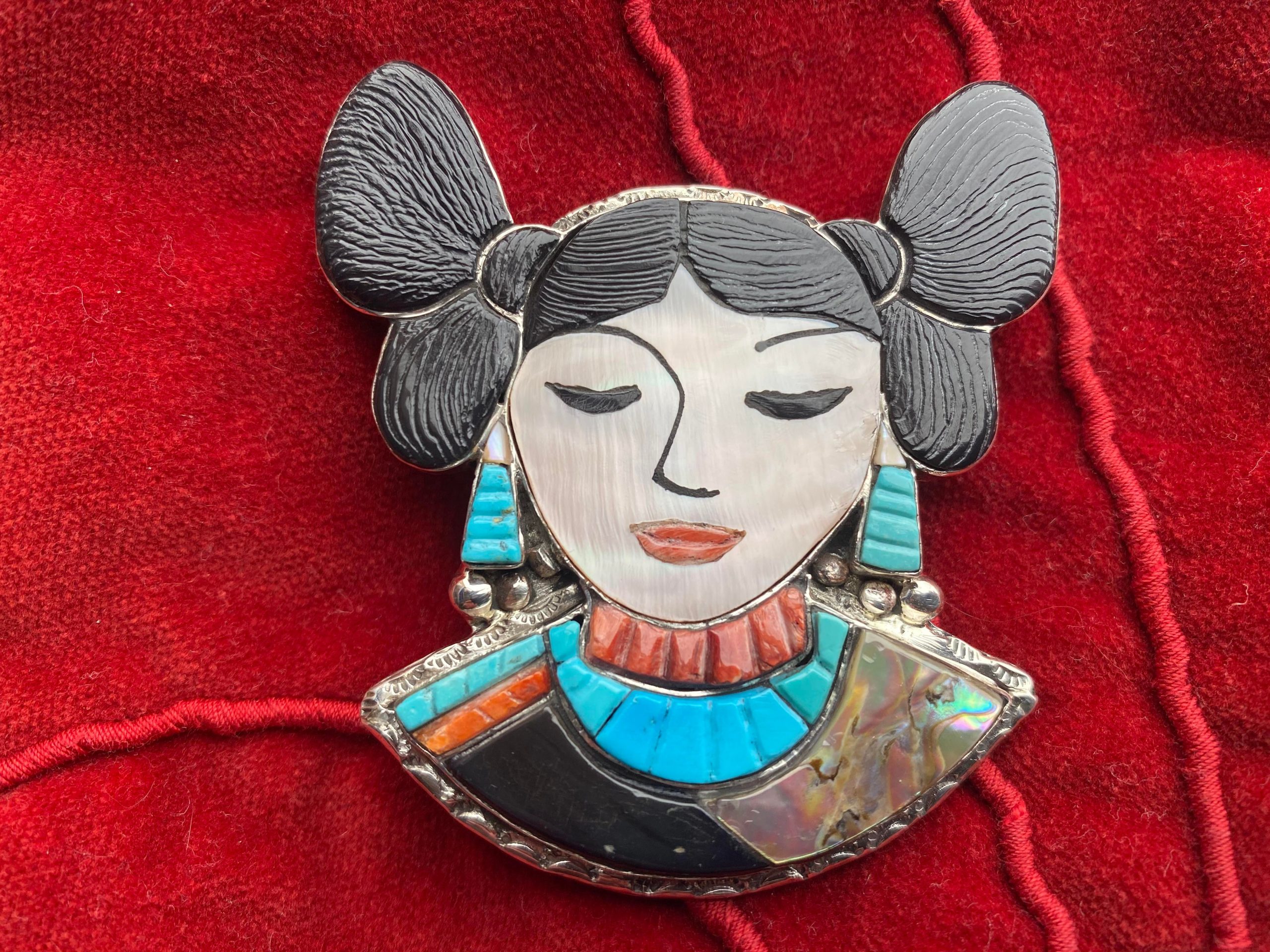 Zuni Tewa Shirley Benn Signed Sterling Silver Hopi Maiden Girl Pin ...