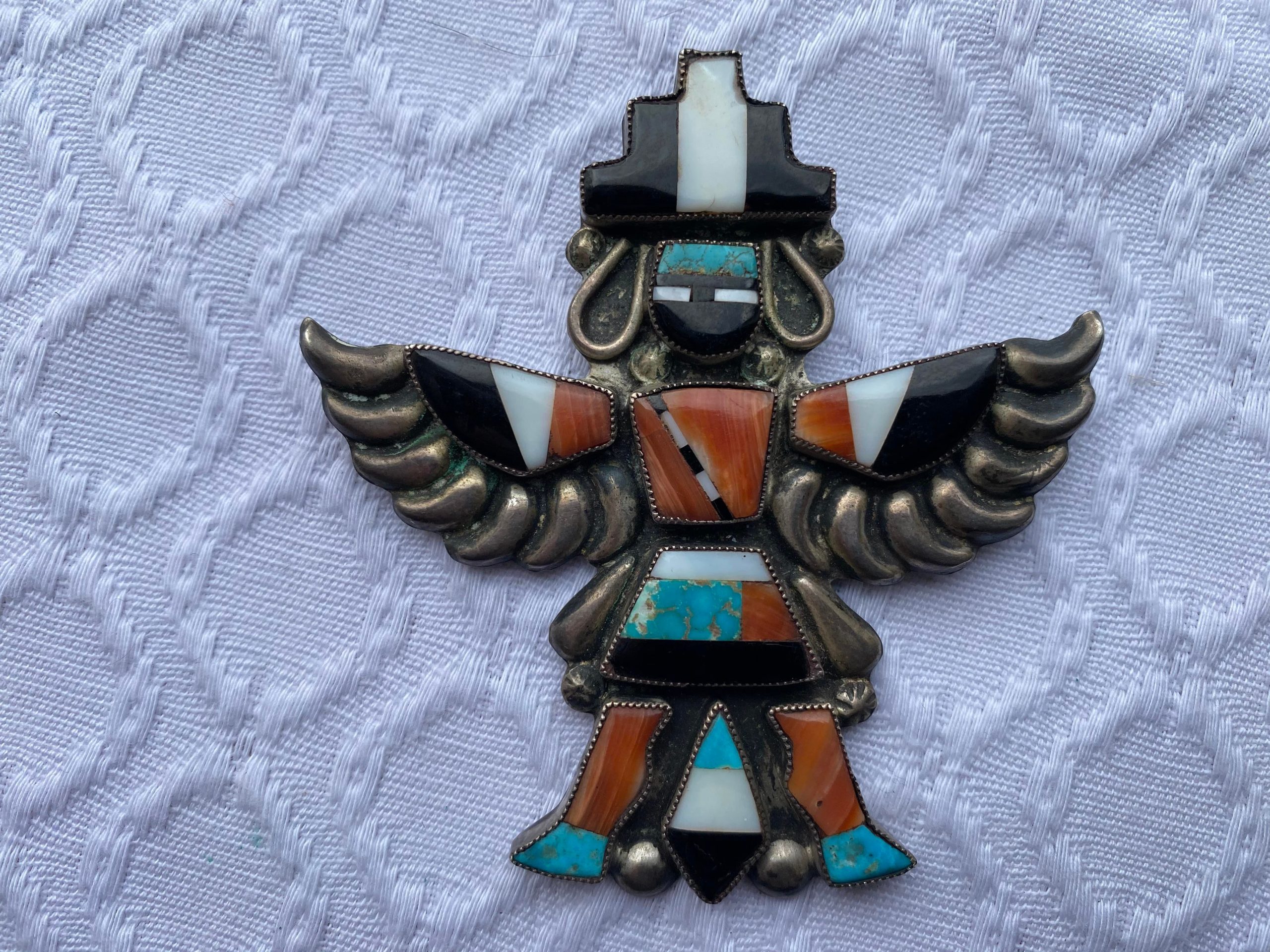 Vintage Zuni Lee Edaakie Unsigned Sterling Silver Knifewing - Kenneth ...