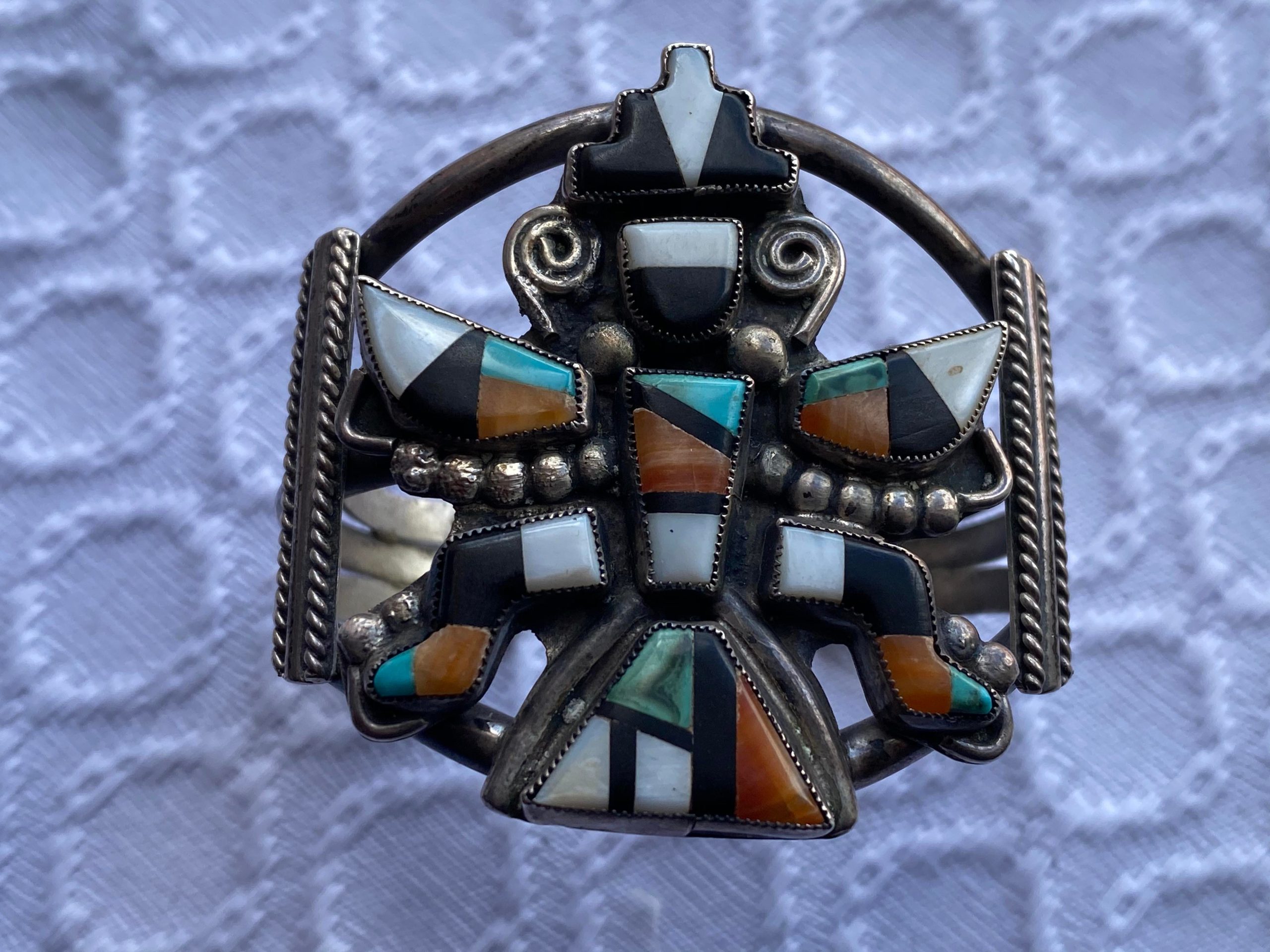 Vintage Exceptional Zuni unsigned sterling silver inlaid Knifewing ...