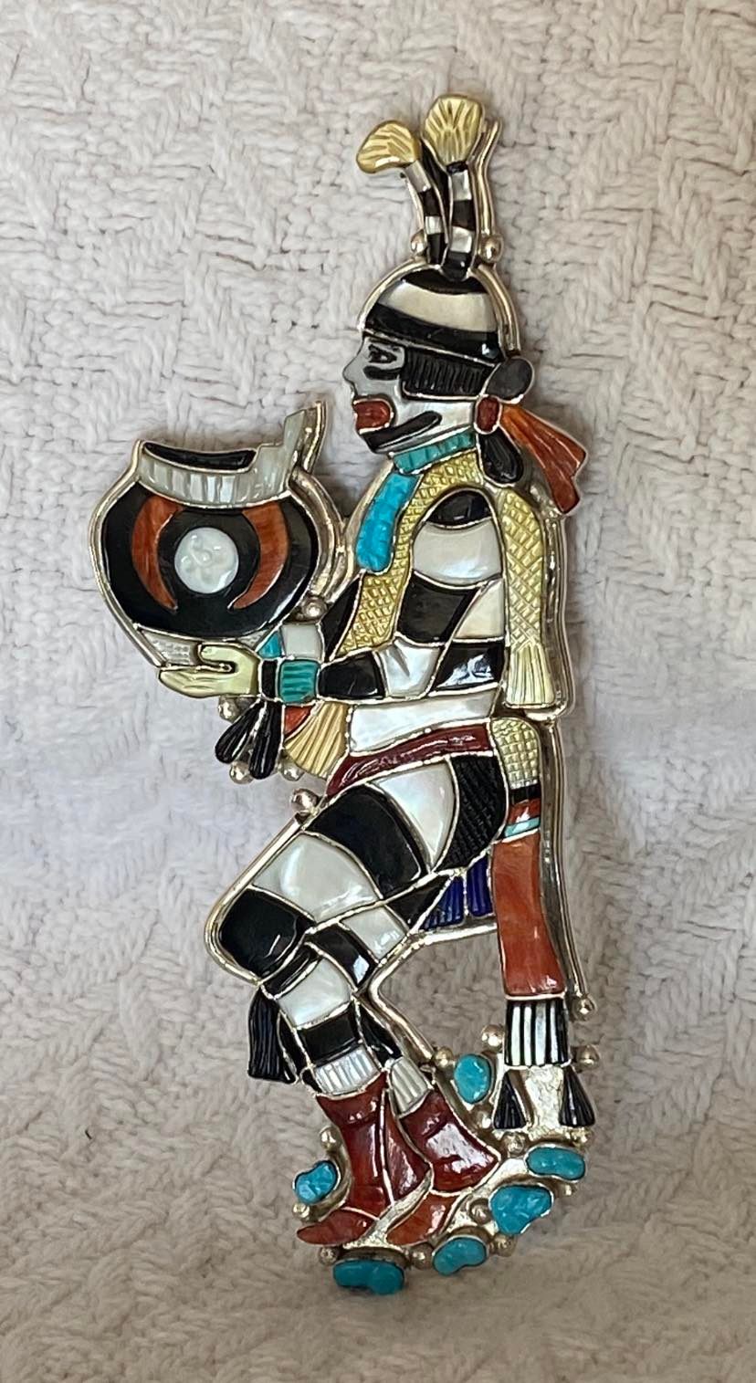 Zuni Tewa Shirley Benn signed Sterling Silver Hopi Koshare Clown Bolo ...