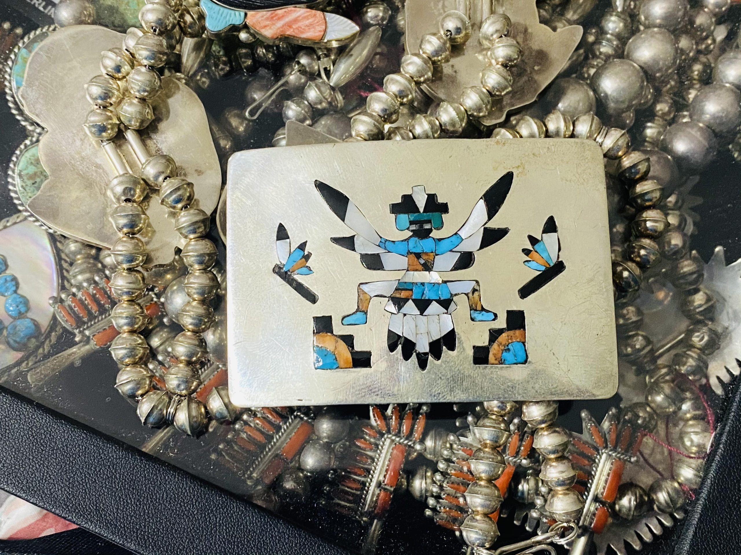 Vintage Exceptional Zuni Frank Vacit Sterling Silver Mosaic Inlay ...