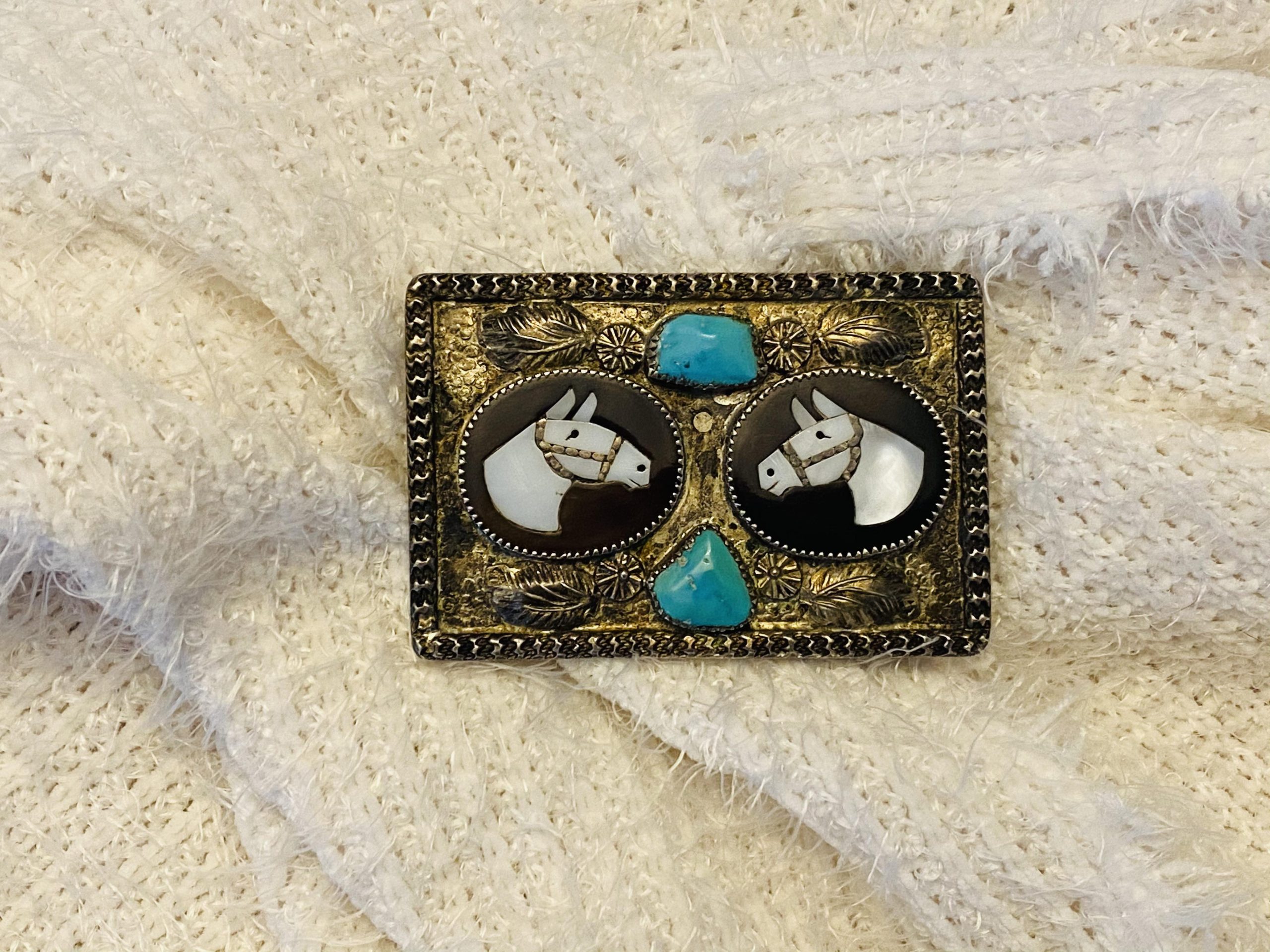 Vintage Zuni Isabel Simplicio Signed Sterling Silver Inlaid Turquoise ...