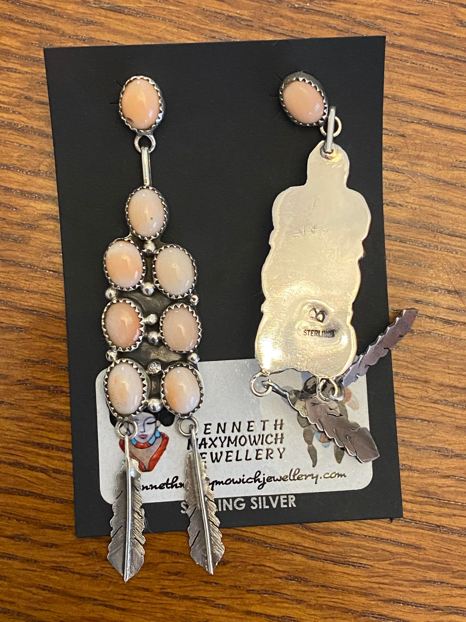 Navajo Lydia Begay Sterling Silver Natural Japanese Coral Post Dangle ...